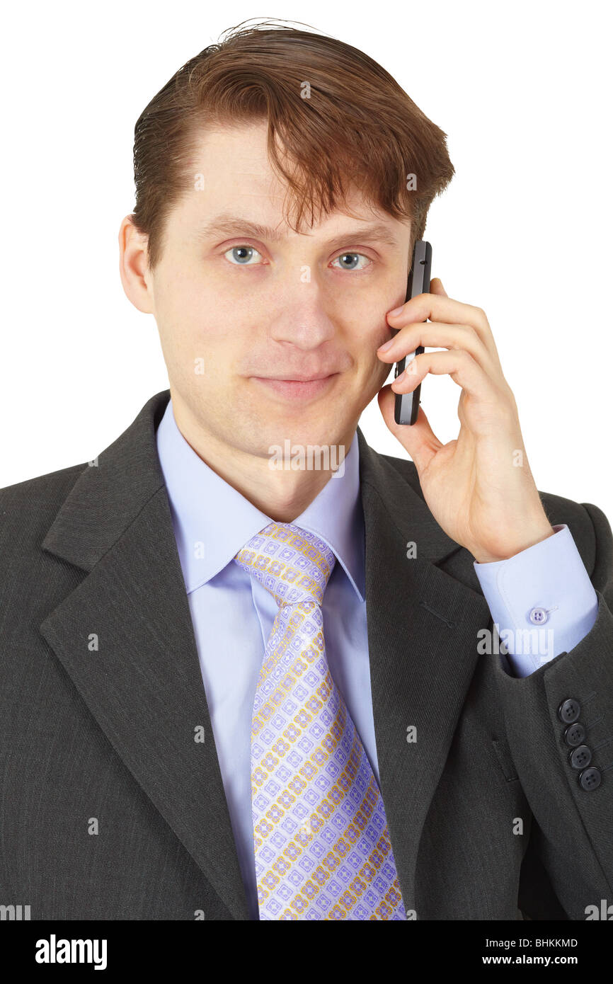 Man in business suit talking on the phone Stock Photo - Alamy