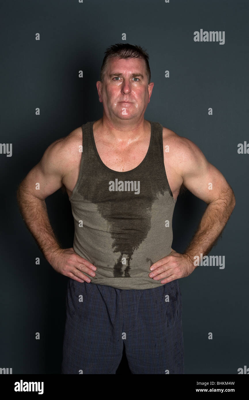 A man is all sweaty after a hard workout Stock Photo - Alamy