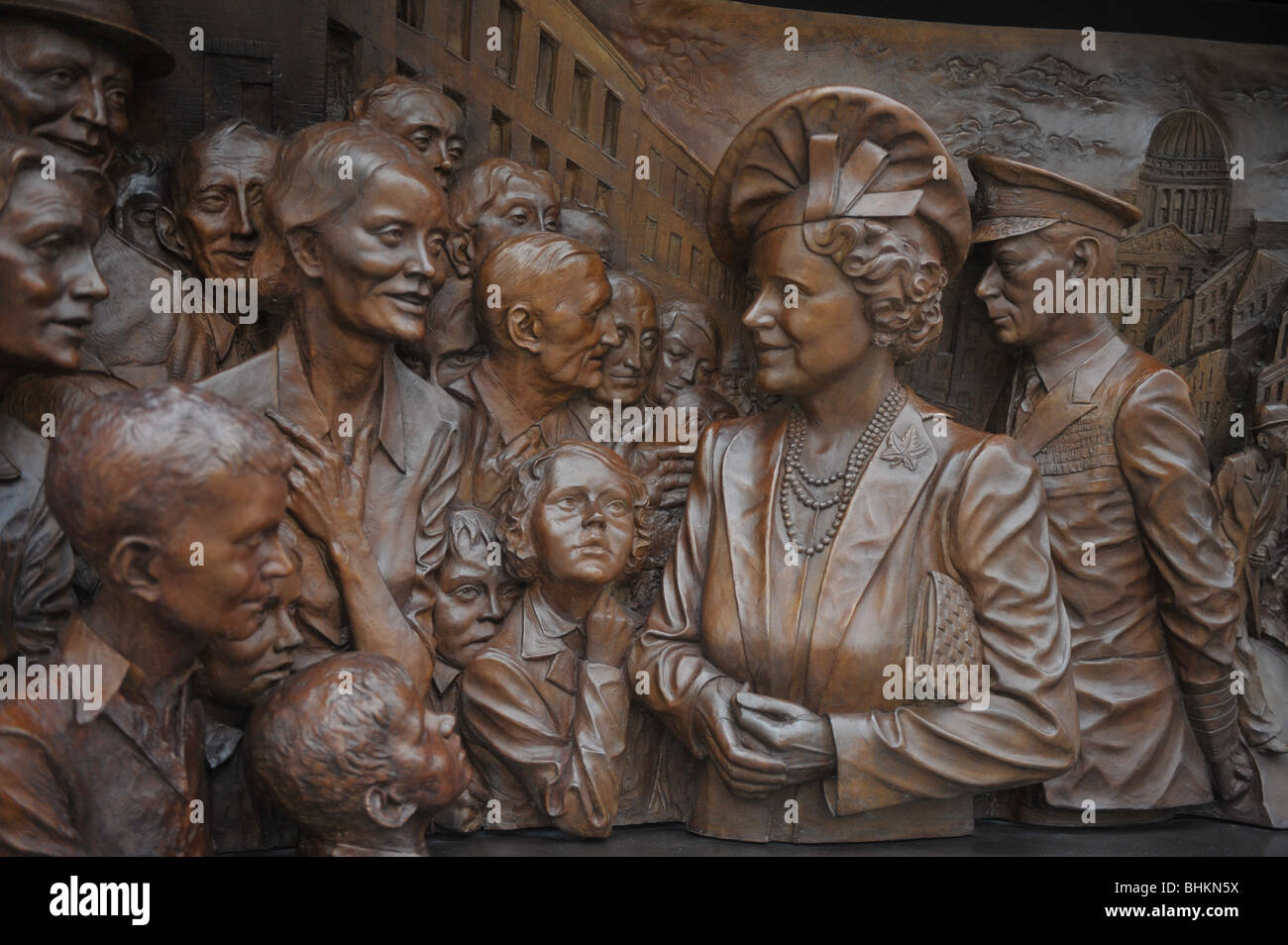 The HM Queen Mother memorial bronze relief panel, located on The Mall ...