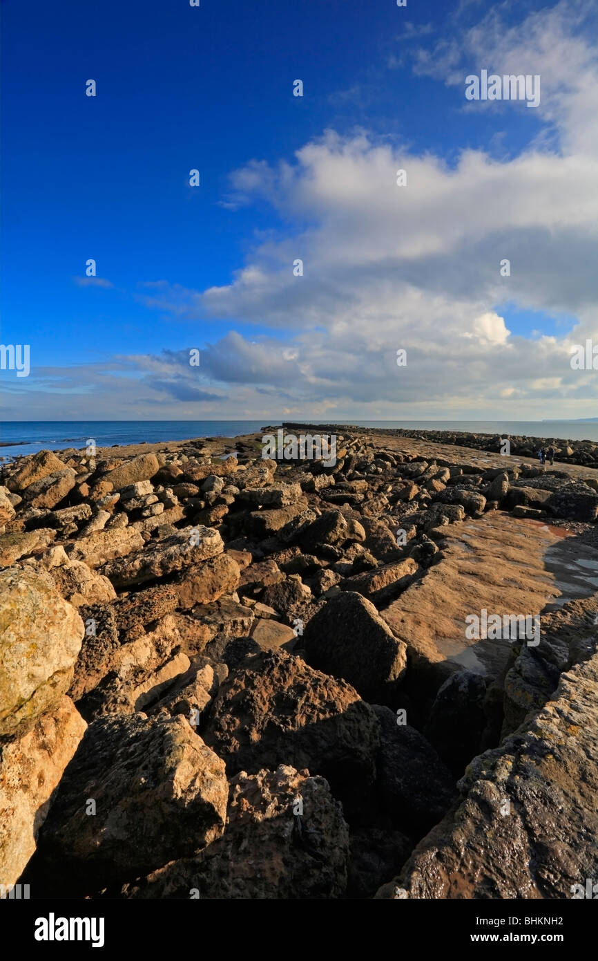 Filey Brigg natural rock promontory, Filey, North Yorkshire, England ...