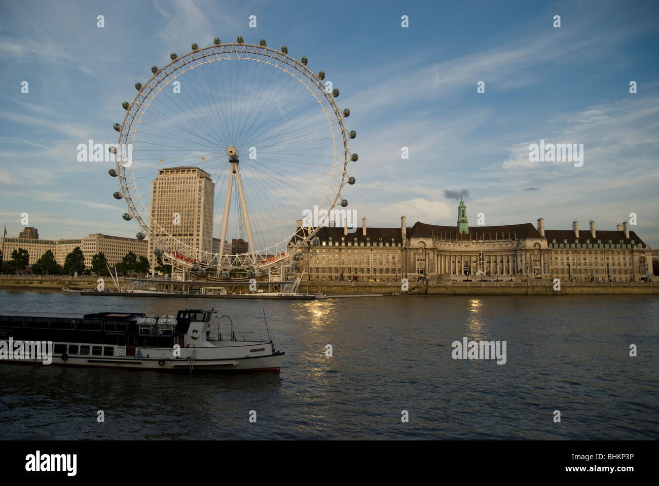 A view across the Thames River from the London Eye, London, England ...