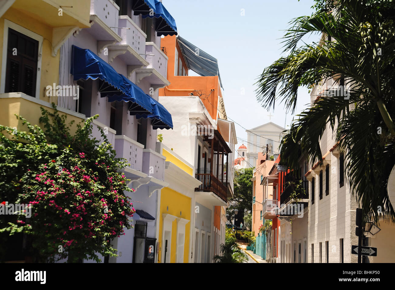 Colorful Street Scene, Calle Da Las Monjas, Old San Juan, Puerto Rico ...