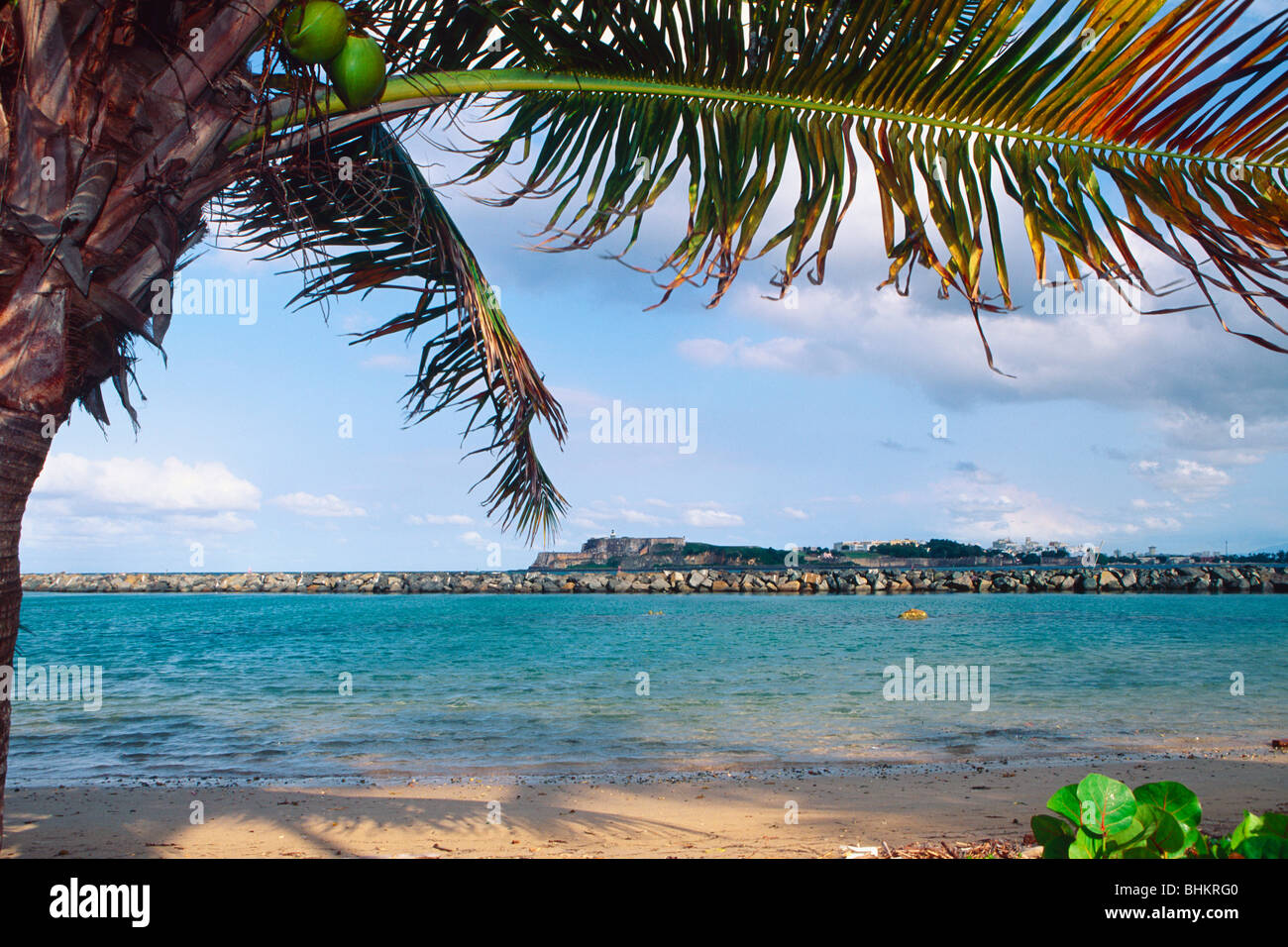 San Juan Bay View with Fort El Morro from Catano, Puerto Rico Stock ...