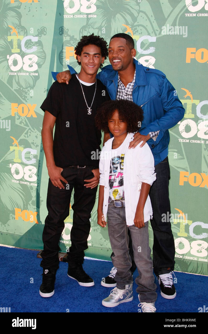 WILL SMITH TREY SMITH JADEN TEEN CHOICE 2008 RED CARPET BURBANK LOS ANGELES CA USA 03 August ...