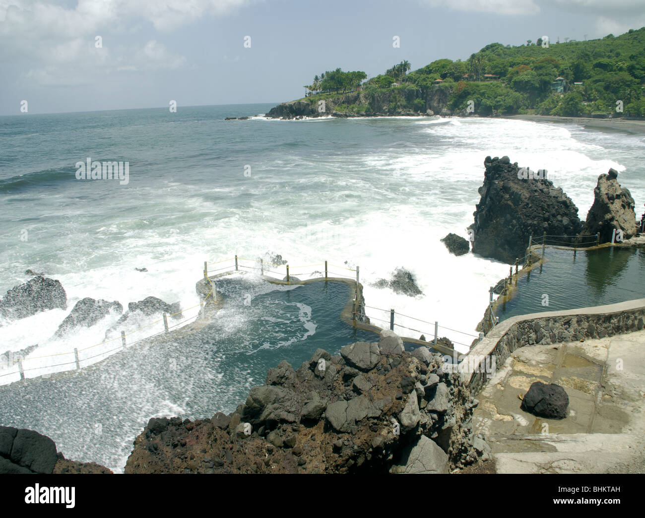 El Salvador. Naturals pools in the Atami Club. Coast of Pacific Ocean ...