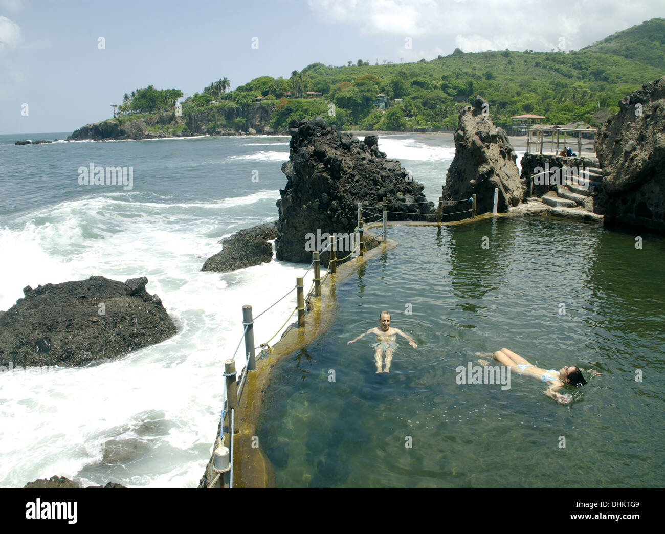 El Salvador. Naturals pools in the Atami Club. Coast of Pacific Ocean ...