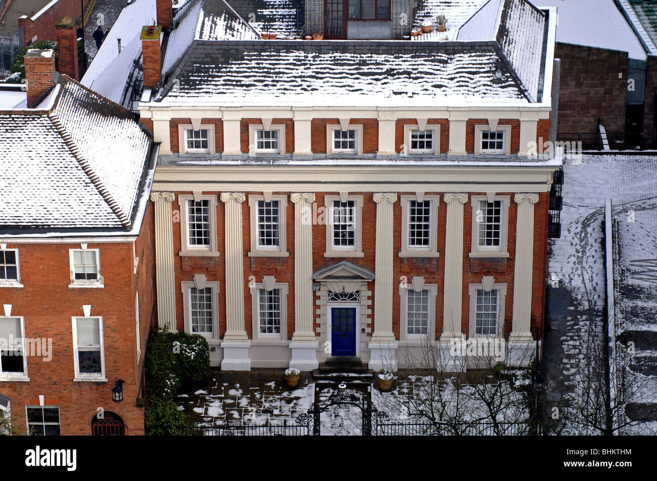 View of No.11 Priory Row with snow, from Old Cathedral tower, Coventry ...