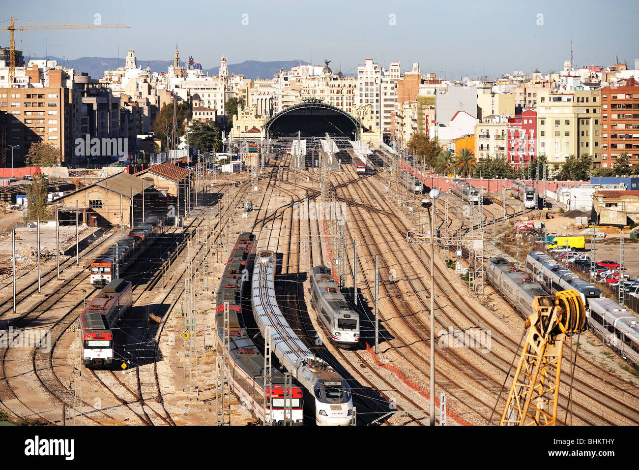 Wiew of railways and train station in Valencia, Spain Stock Photo - Alamy