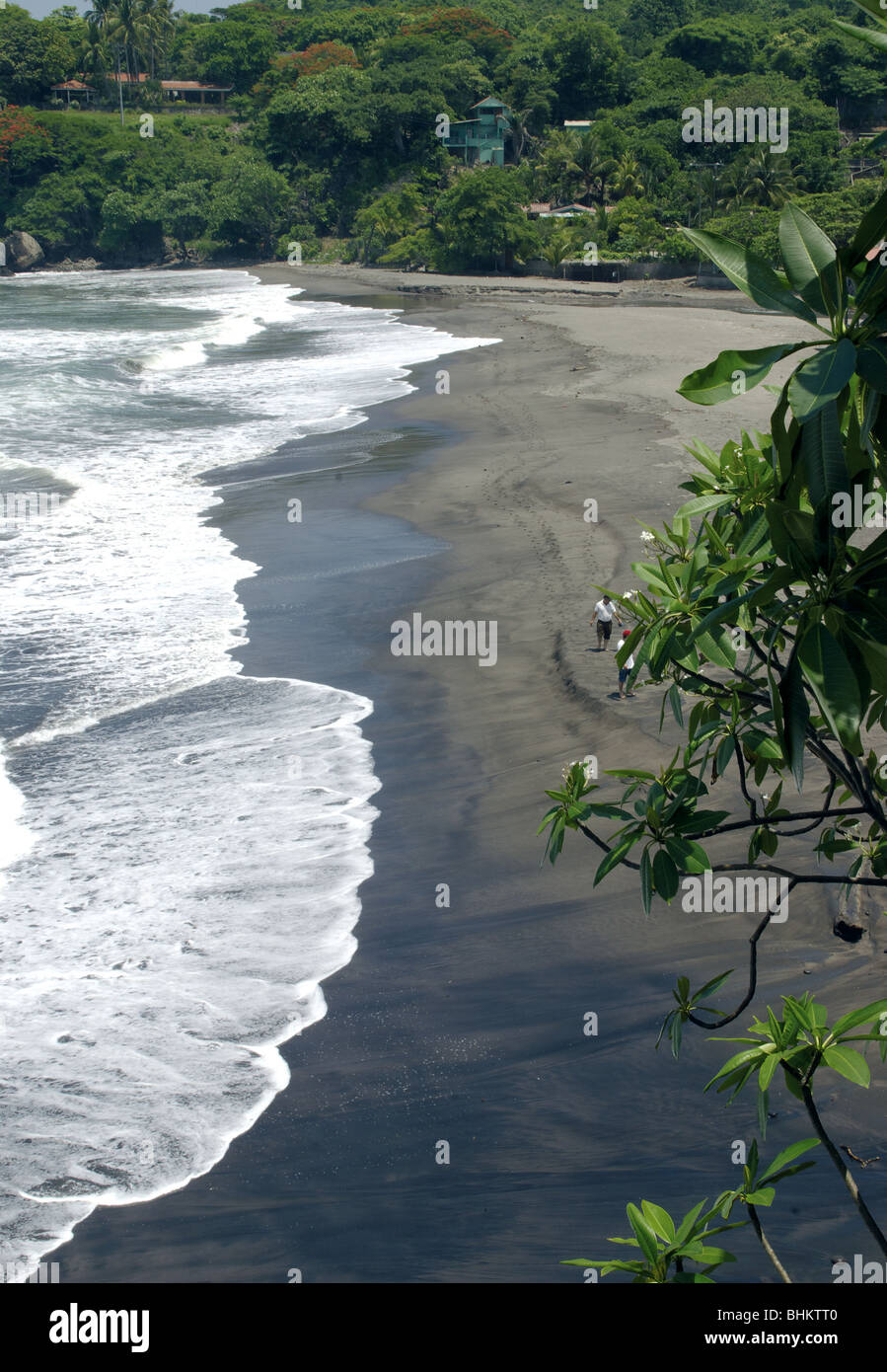 El Salvador. Beach of Club Atami. Pacific Ocean. Department La Libertad ...