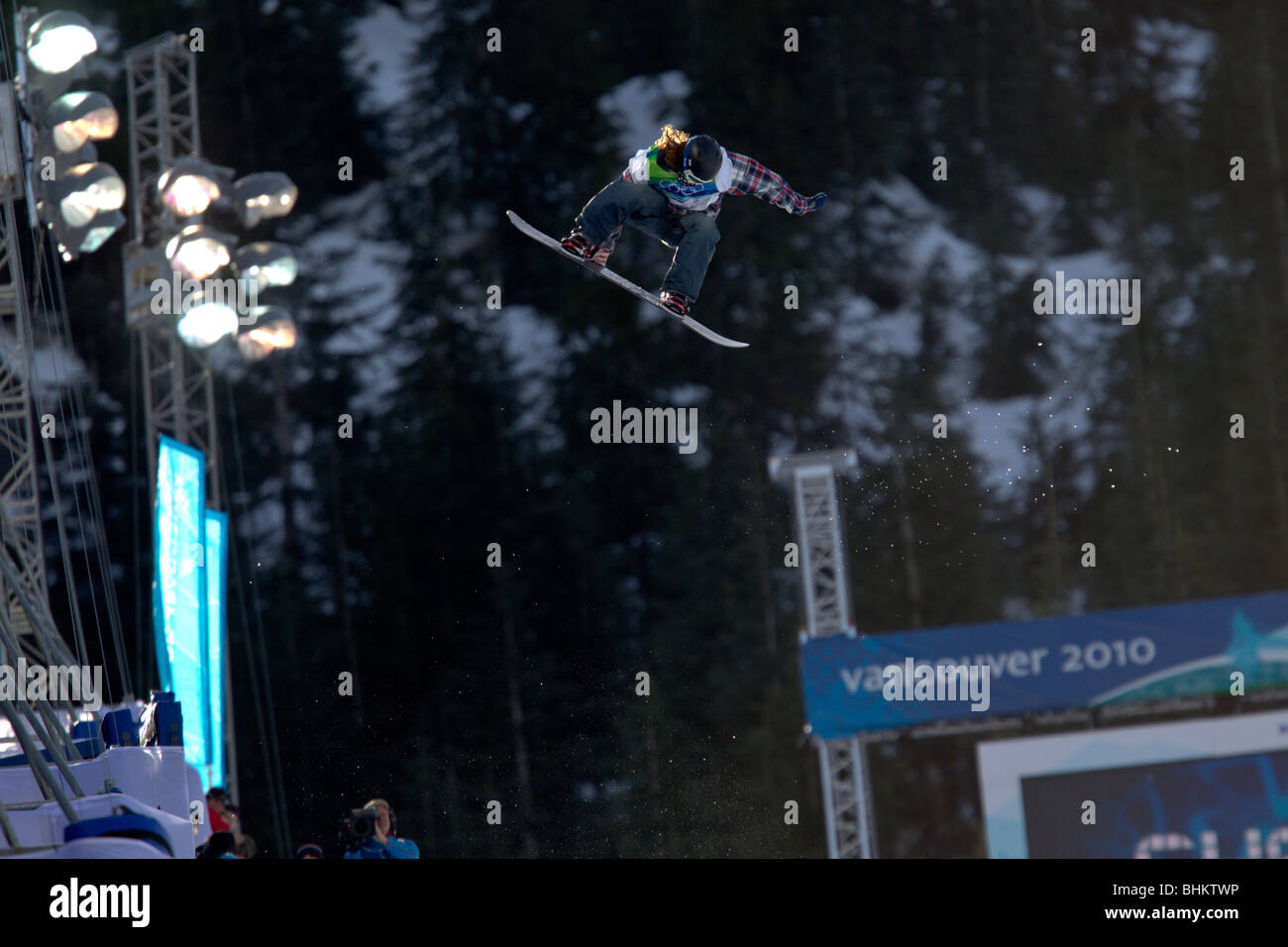 Shaun White (USA), gold medal winner, competing in the Men's Snowboard ...