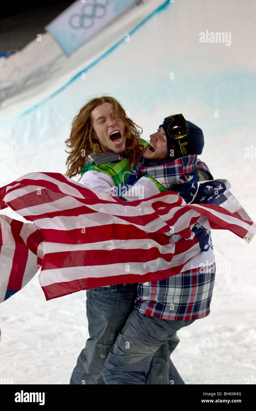 Shaun White (USA), wins the gold medal in the Men's Snowboard Halfpipe ...