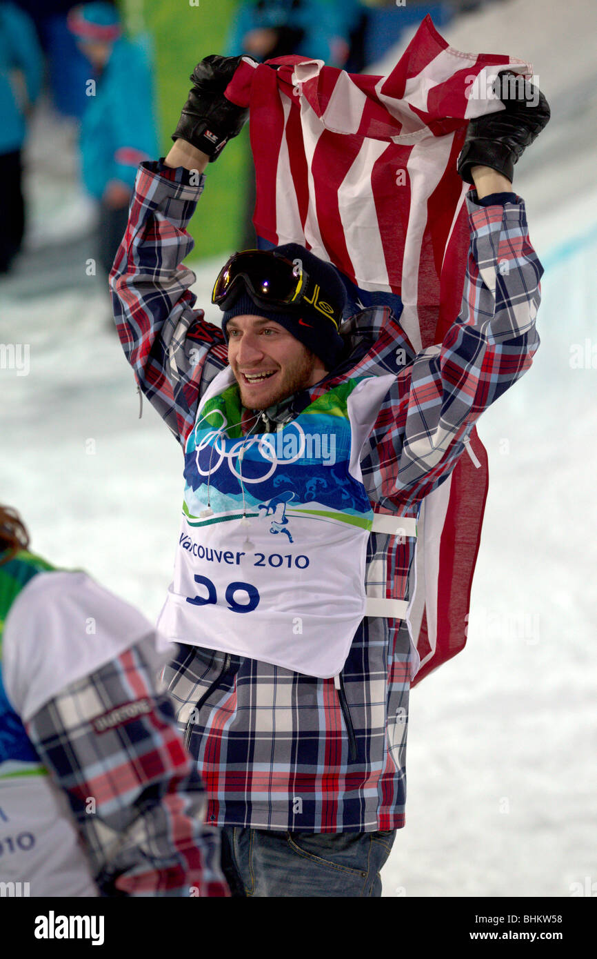 Scott Lago (USA), wins the bronze medal in the Men's Snowboard Halfpipe ...