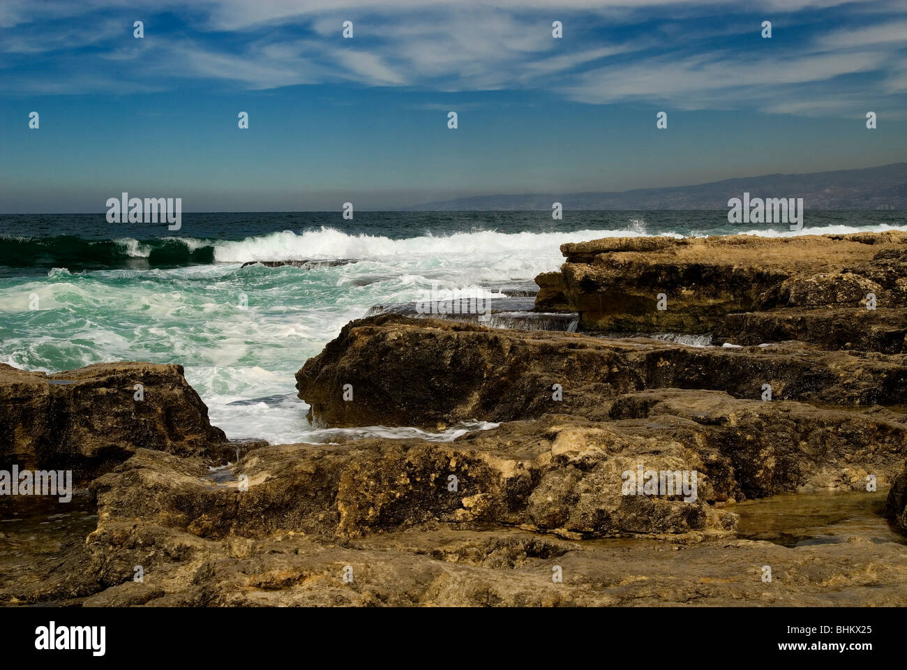 Moody seascape Mediterranean sea Beirut Lebanon Middle East Asia Stock ...