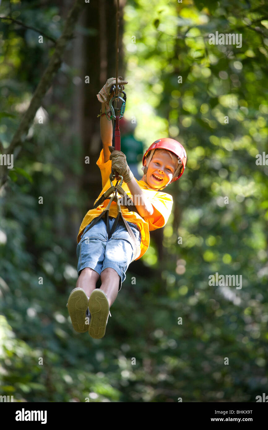 Zip wire at Hacienda Baru, Costa Rica Stock Photo - Alamy