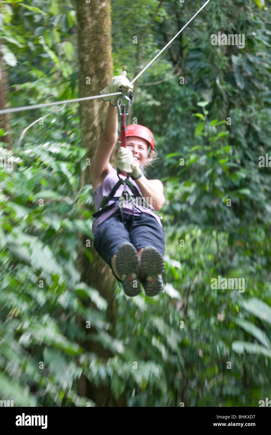 Zip wire at Hacienda Baru, Costa Rica Stock Photo - Alamy