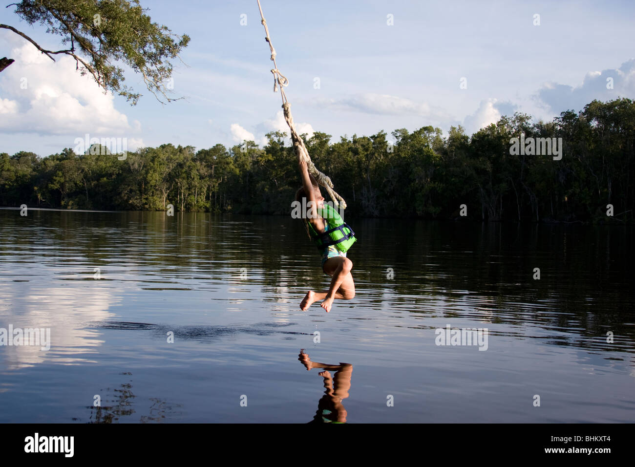 Fun on the Rope Swing Stock Photo - Alamy