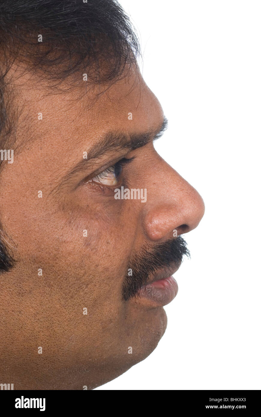 Profile of an Indian man against a white background Stock Photo - Alamy