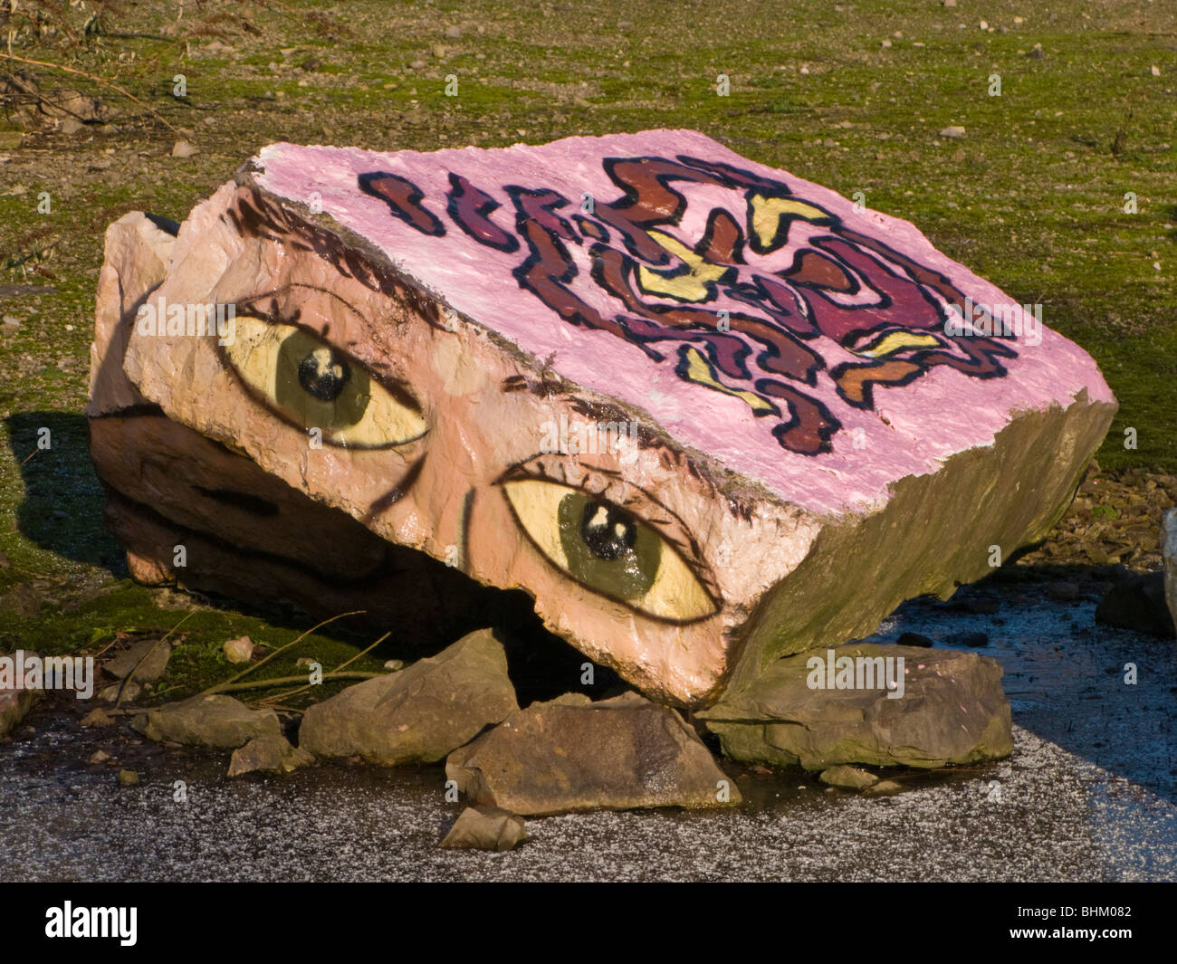 Modern Art Graffiti painted stone Stock Photo - Alamy
