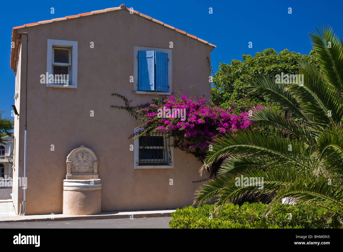 A house ,of the isle of Embiez in the south of France ,with blue ...