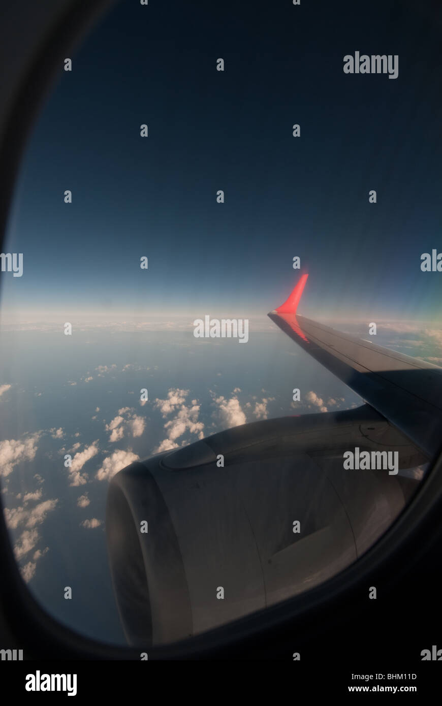 view from plane window across skyline Stock Photo - Alamy