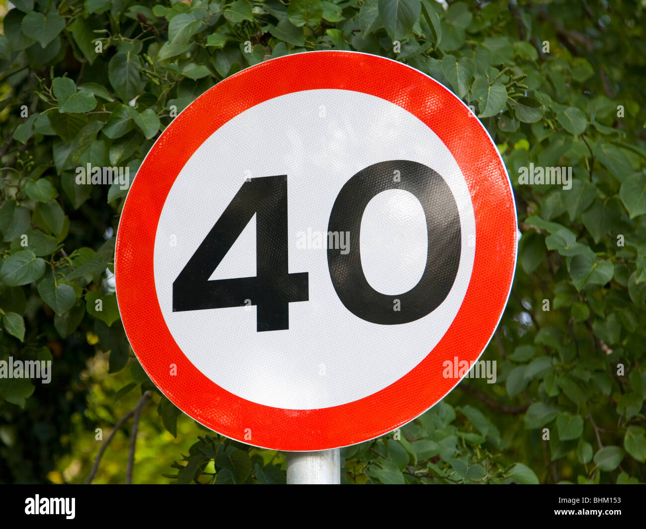 East Grinstead, West Sussex, England. Road sign announcing a 40 miles ...