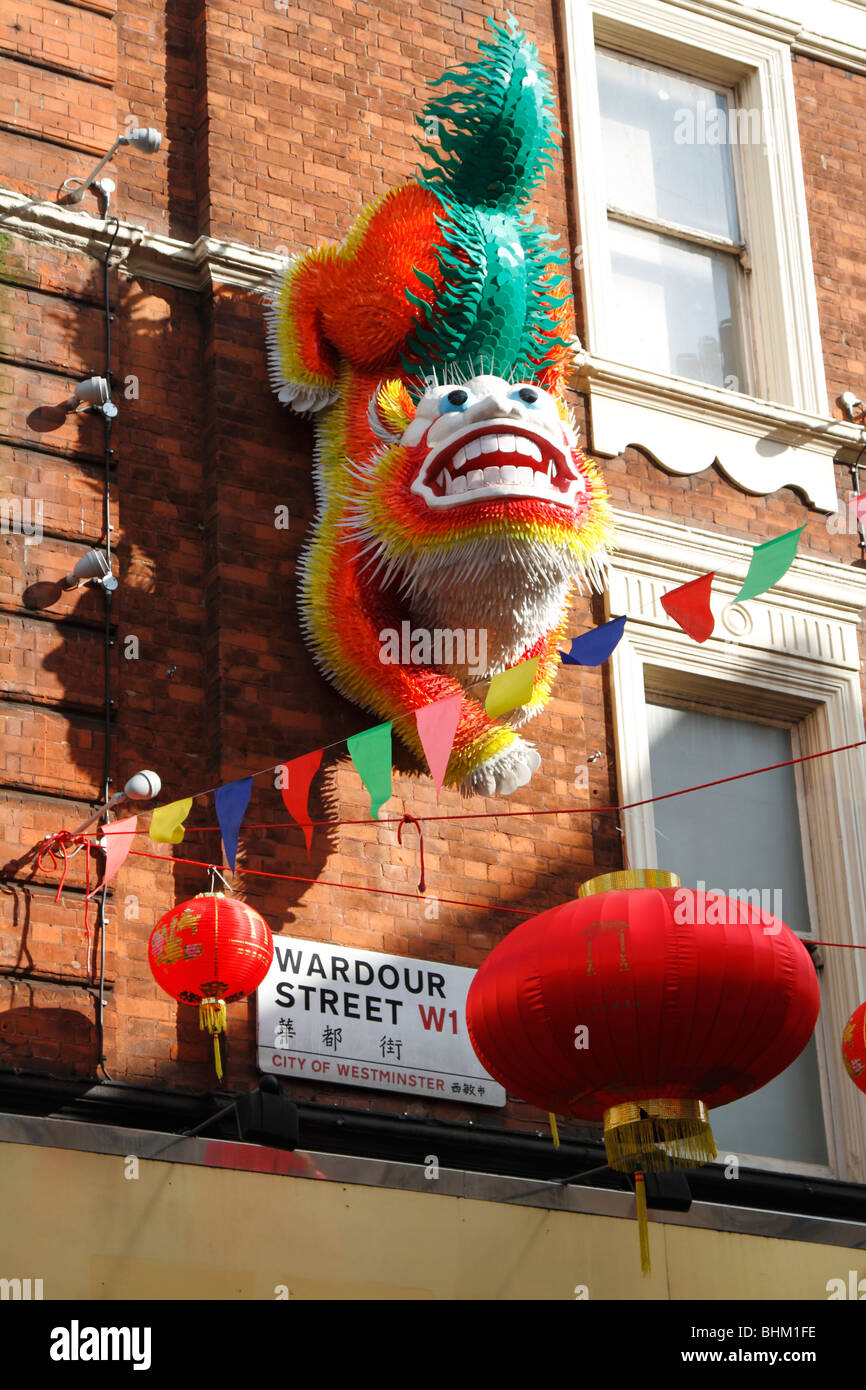 Tiger decoration in chinatown, London Stock Photo - Alamy