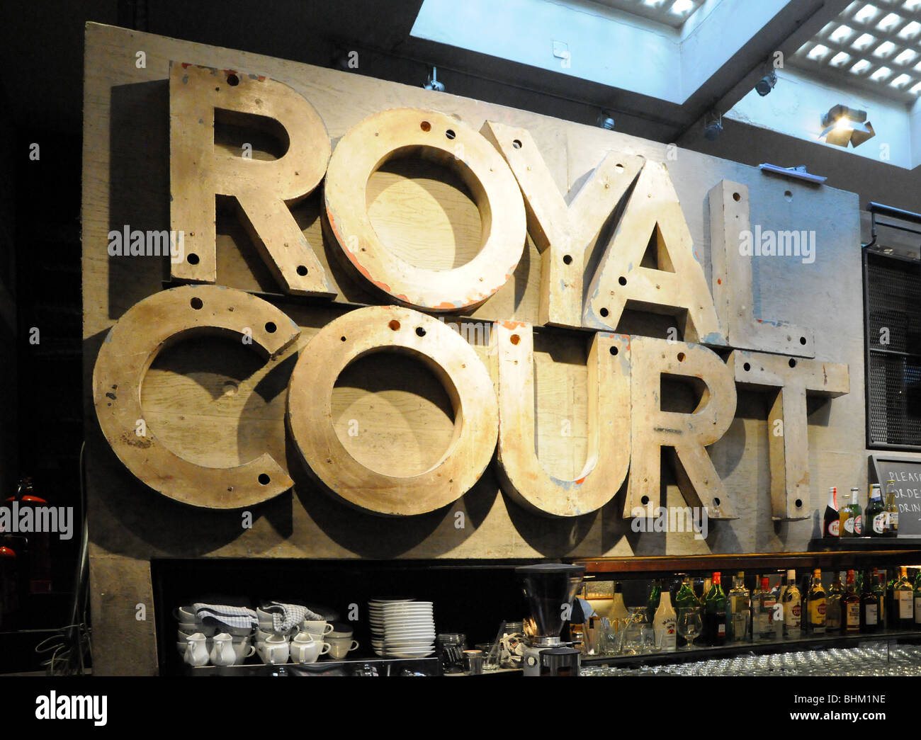 The Old Royal Court sign, now in the bar area under the main theare ...