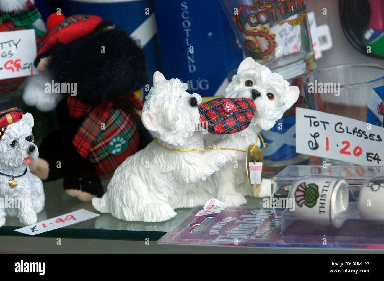 Scottish tourist novelties and souvenirs in the window display of a ...
