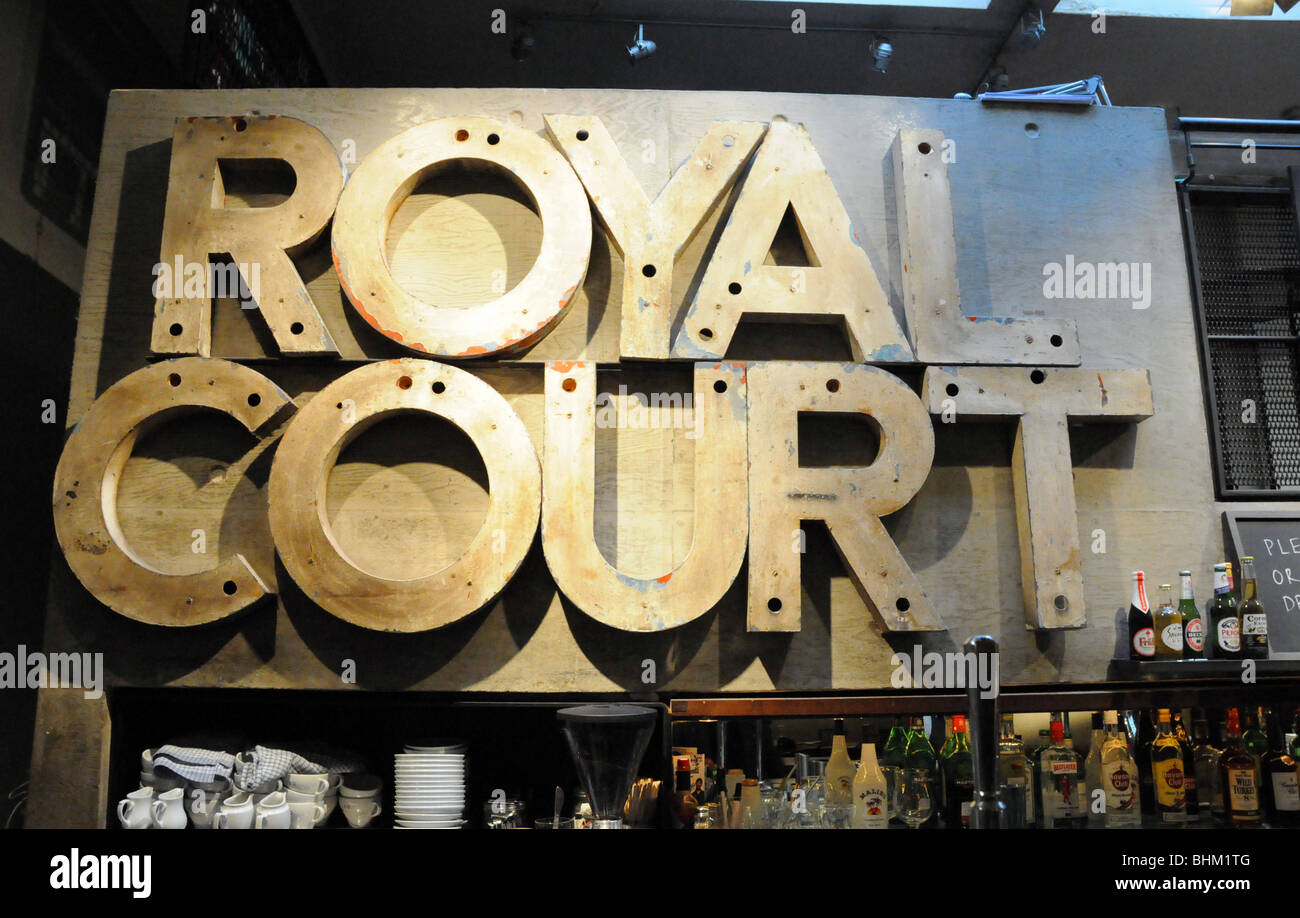 The Old Royal Court sign, now in the bar area under the main theare ...