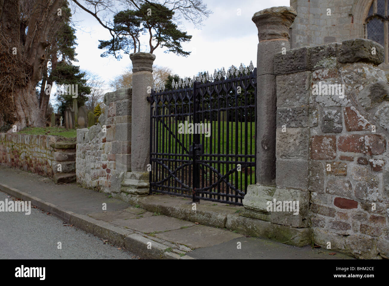 Roman pillars from Viroconium support the main gates of St Andrew`s ...