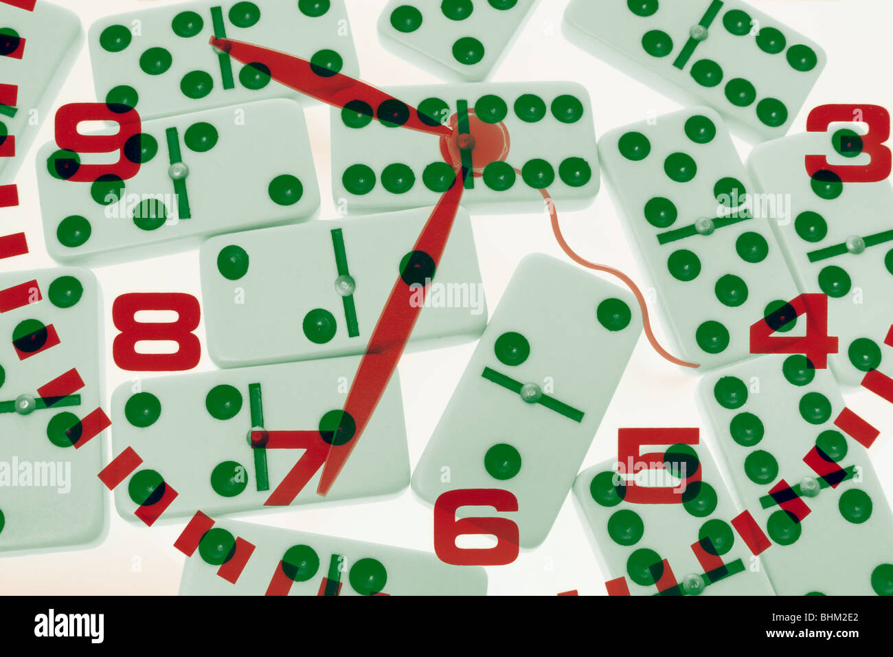 Dominoes and Clock Stock Photo - Alamy