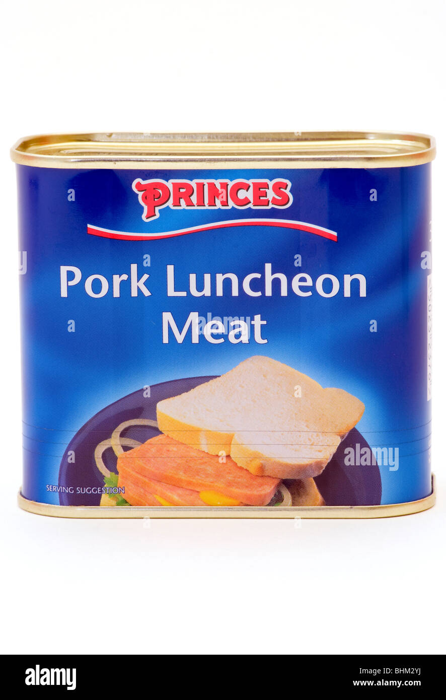 A Tin Of Princes Pork Luncheon Meat Isolated Against A White Background ...