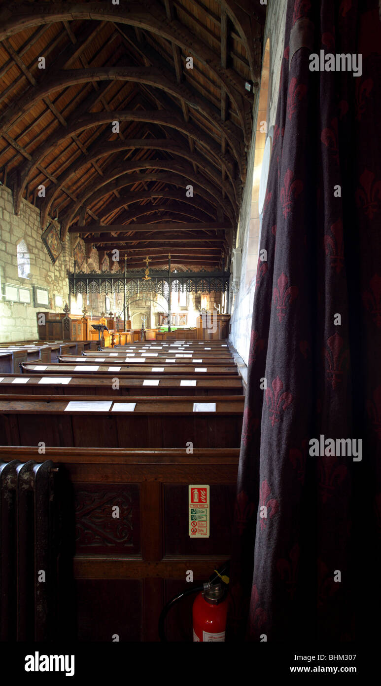 The south wall of St Eata`s Church revealing the pressure of the ...