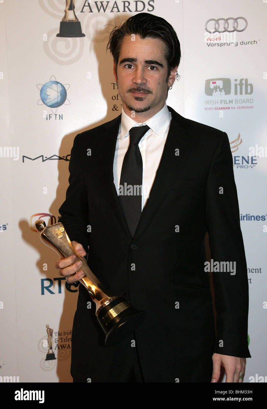 Colin Farrell with his best actor in a lead role - film award at The ...