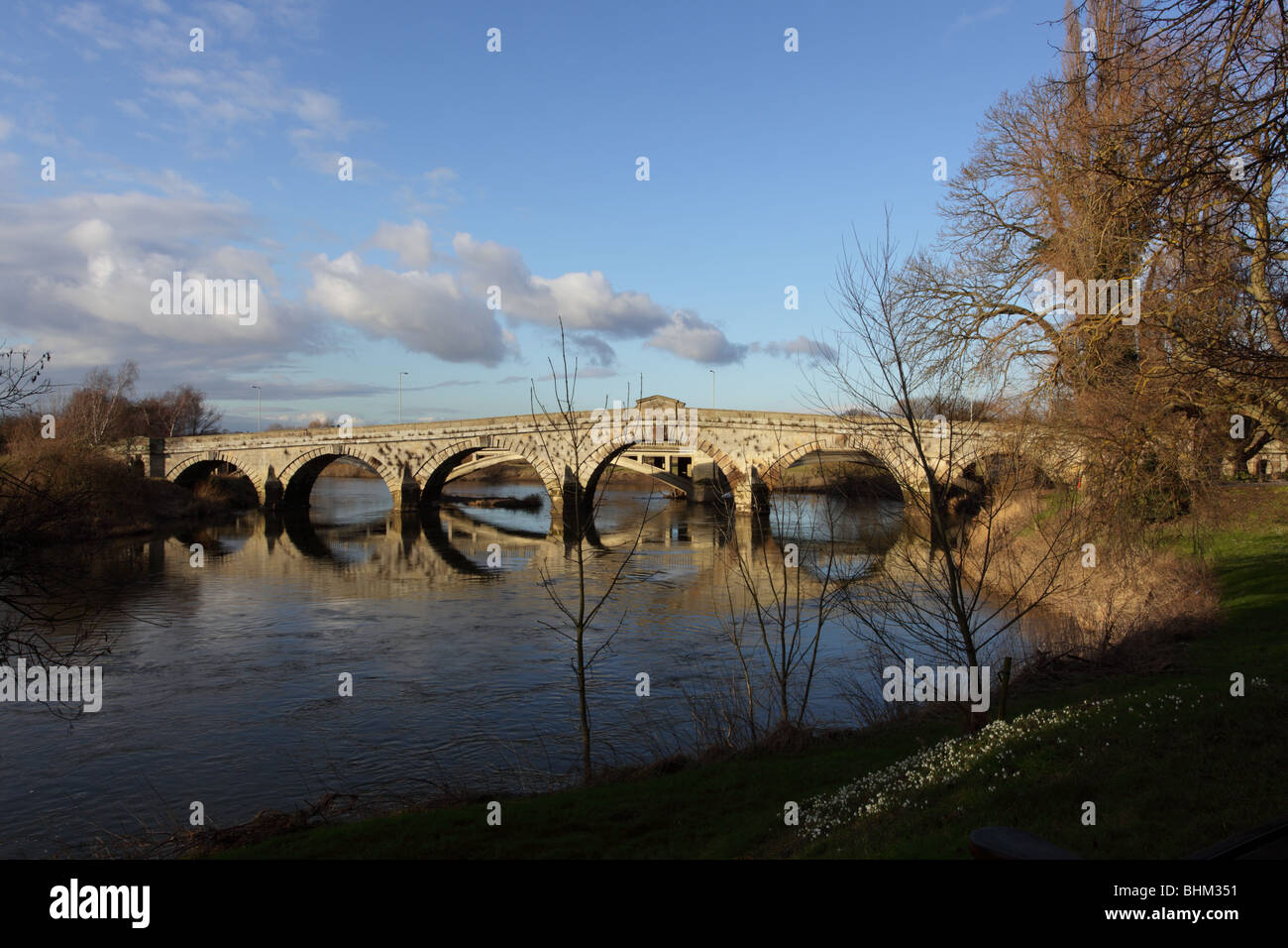 The original Atcham bridge in Shropshire,viewed from the grounds of The ...