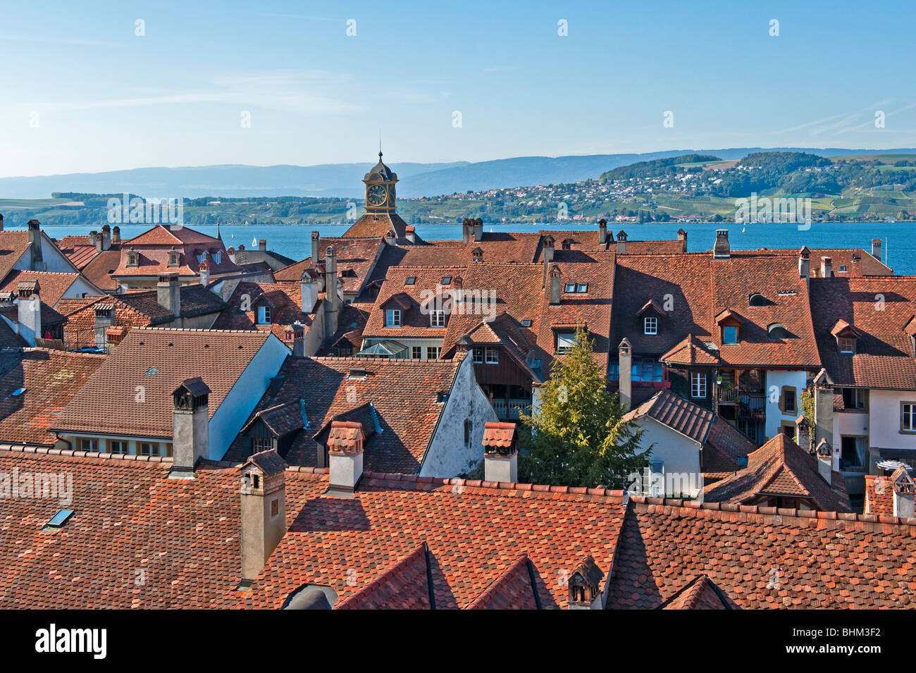 The rooftops of Morat, Switzerland Stock Photo - Alamy