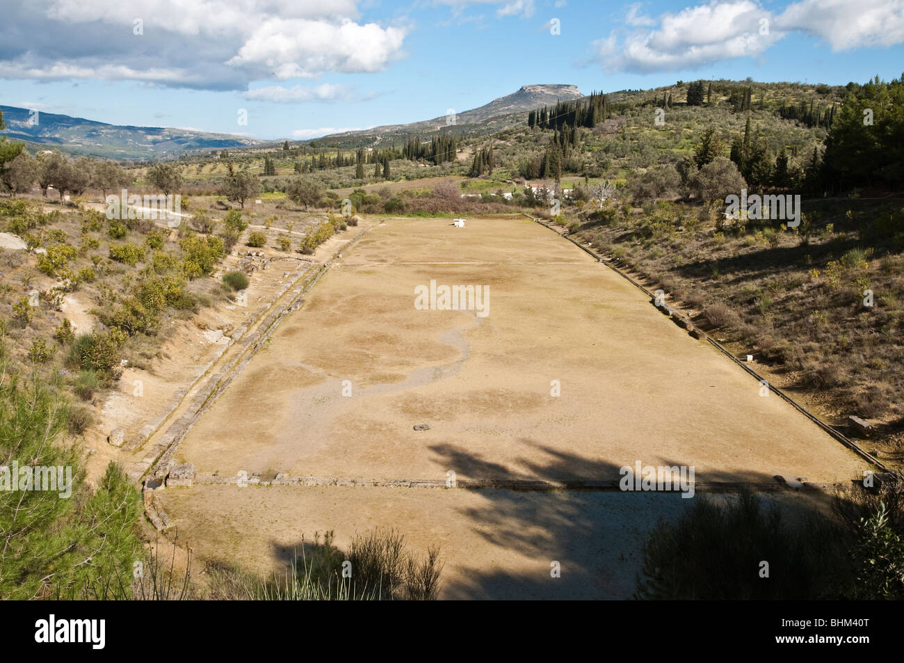 The ancient stadium at Nemea, Korinthia, Peloponnese, Greece Stock ...