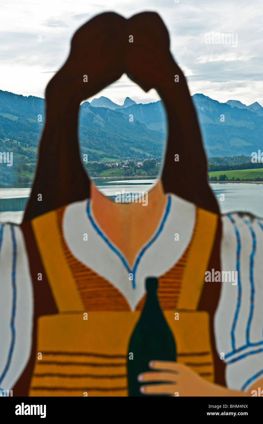 A cardboard cut out of a Swiss lady Stock Photo - Alamy