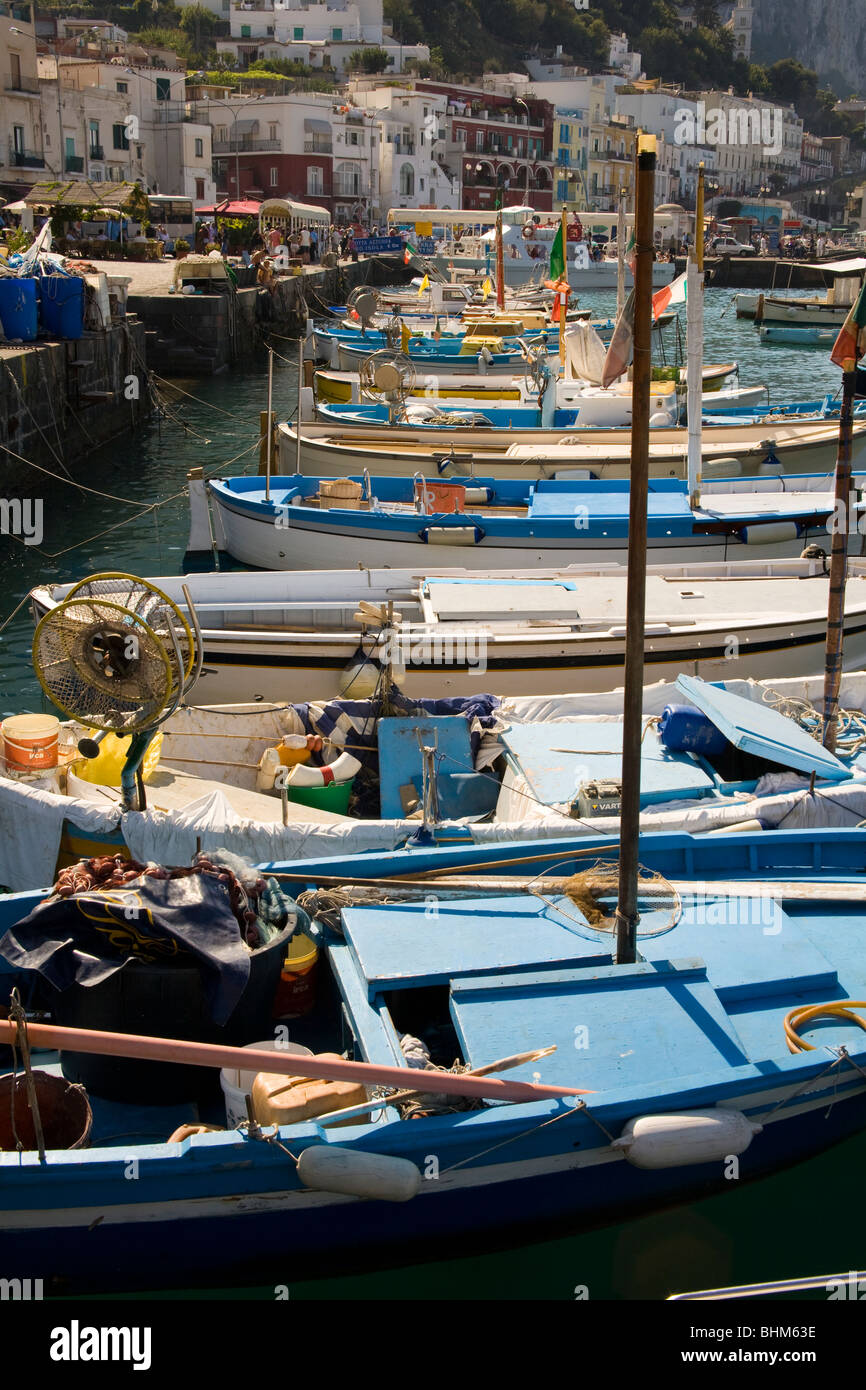 Fishing boats moored in the harbour, Marina Grande, Capri, Italy Stock ...