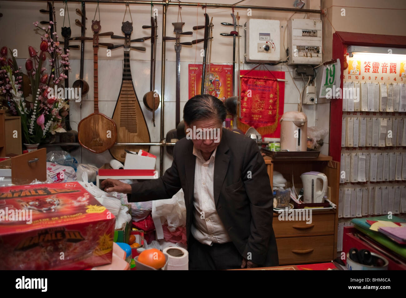 Paris, France, Portrait Chinese Man in Buddhist Temple, Chinatown ...