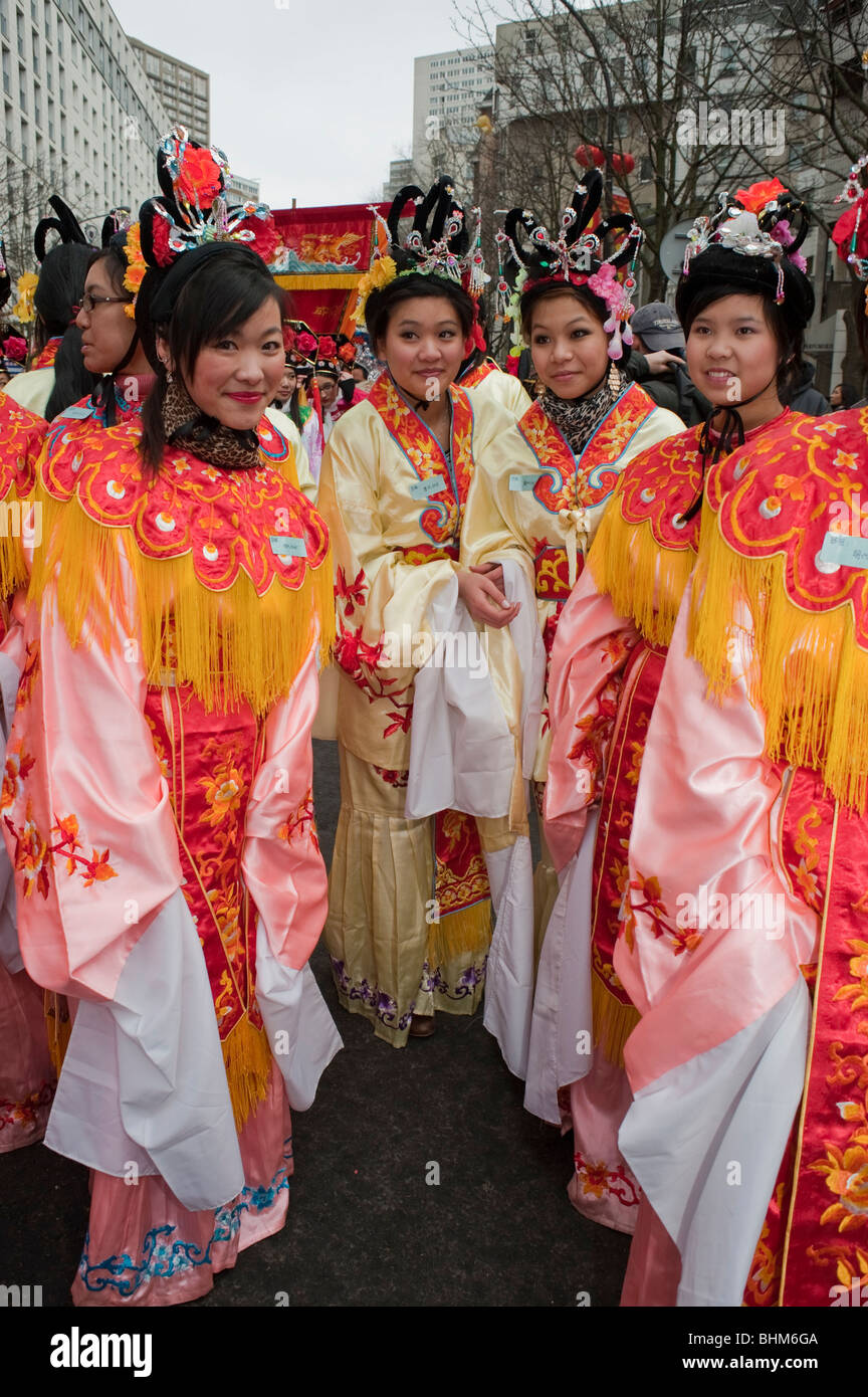 Paris, France, Group People, Young Chinese Women Standing in ...