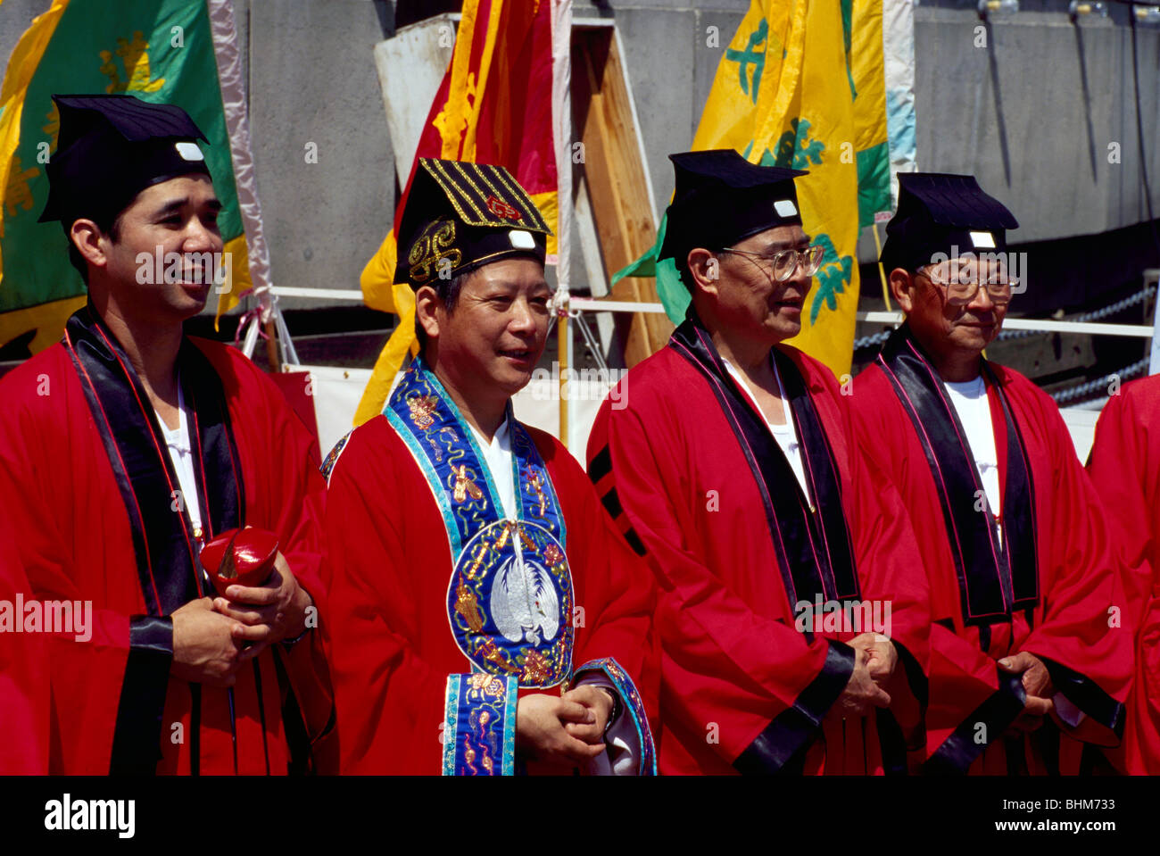 Taoist Priests at Dragon Boat Blessing Ceremony, Vancouver, BC, British ...