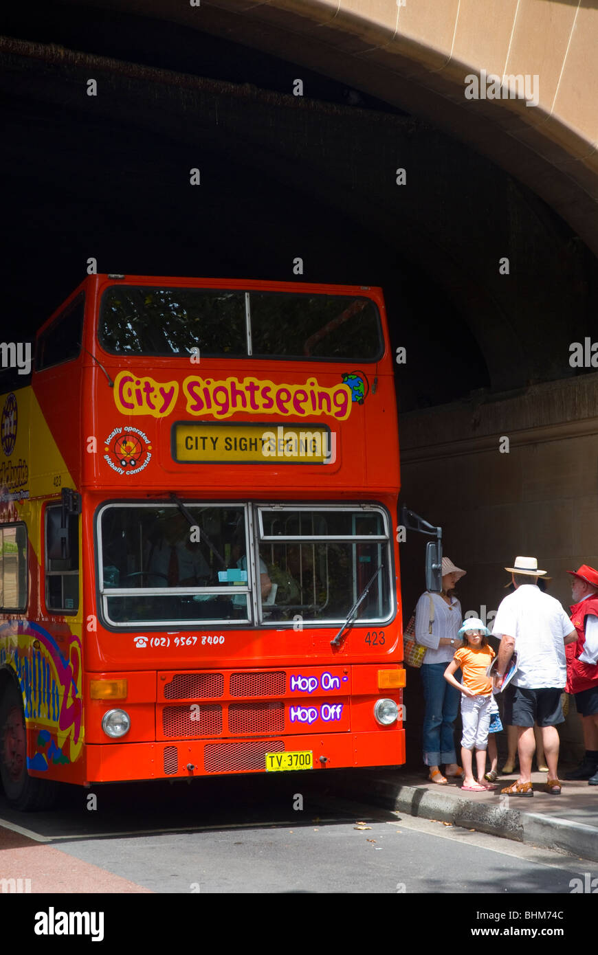 Open-top double-decker tourist bus Stock Photo - Alamy