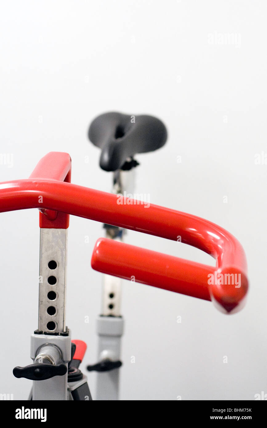 An exercise bike with red handles Stock Photo - Alamy