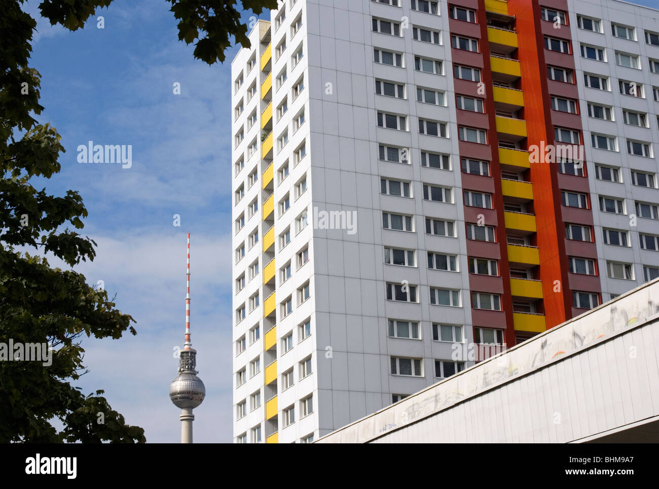 Renovated Plattenbau, prefabricated building, East Berlin, Germany ...