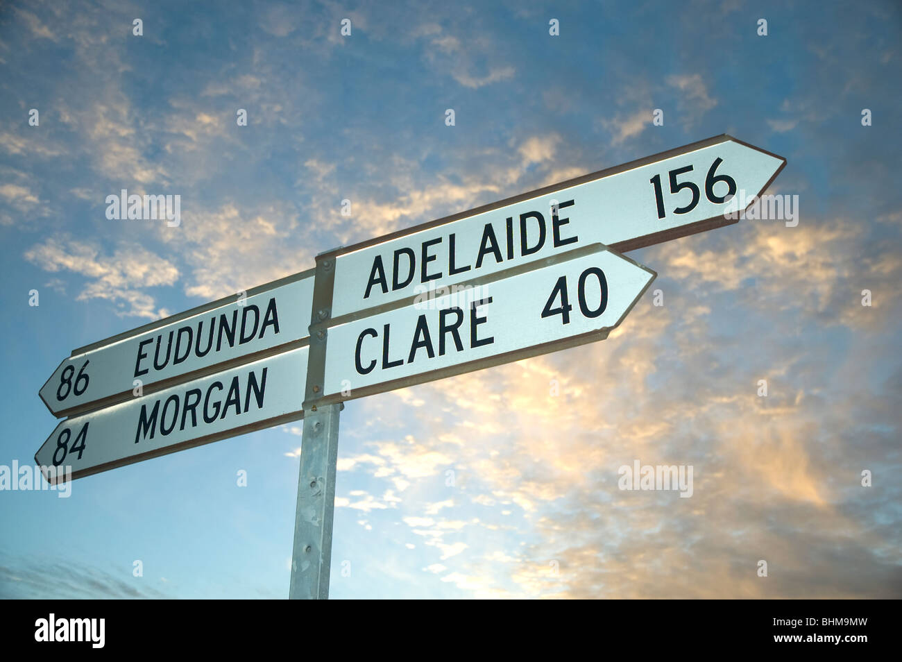 Road sign with distances from Burra, South Australia Stock Photo - Alamy