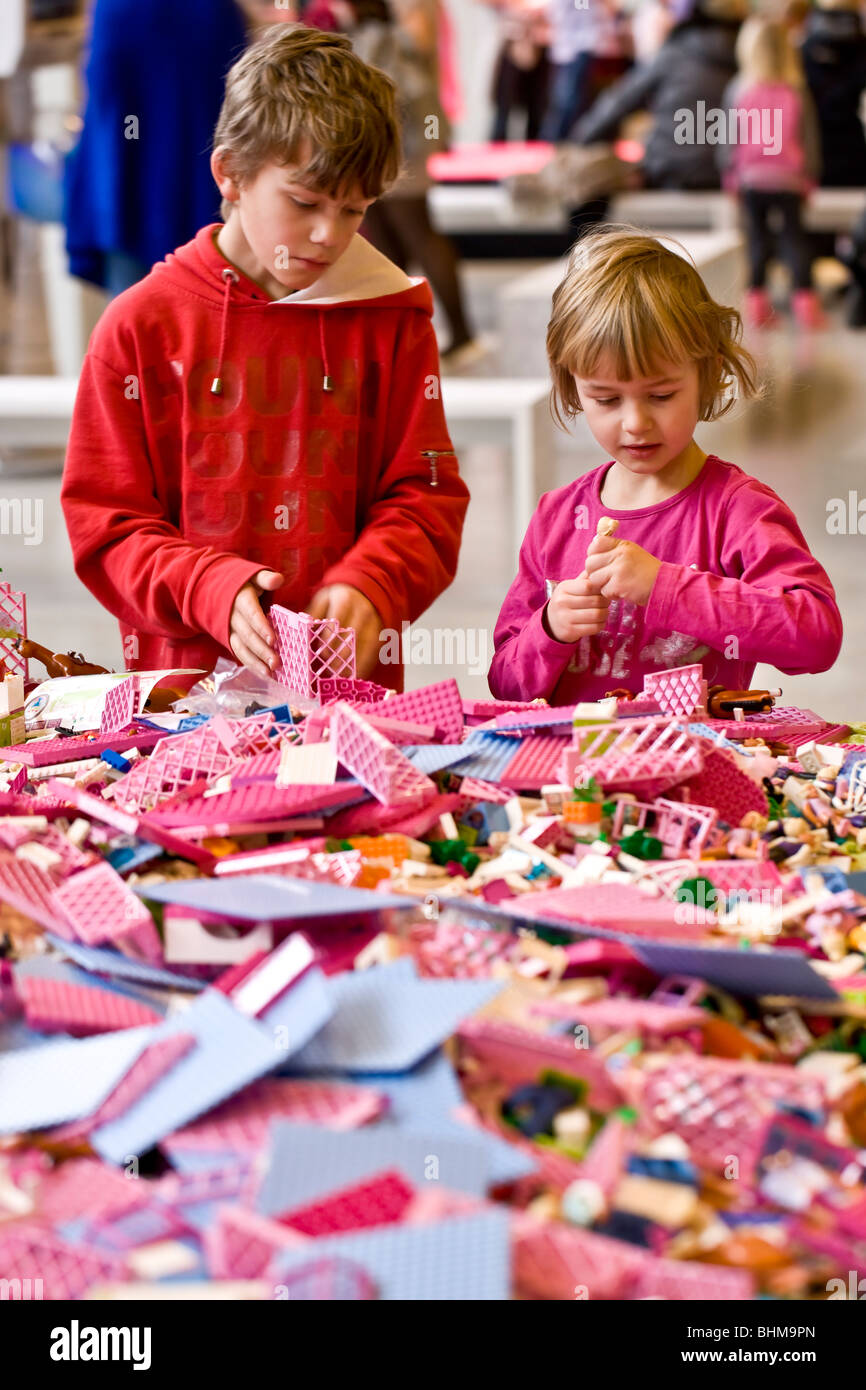 Two kids playing with lego hi-res stock photography and images - Alamy