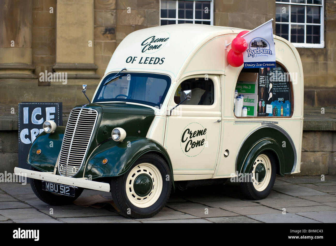 Vintage ice cream van (Cream cone of Leeds) York Feb 2010 Stock Photo ...
