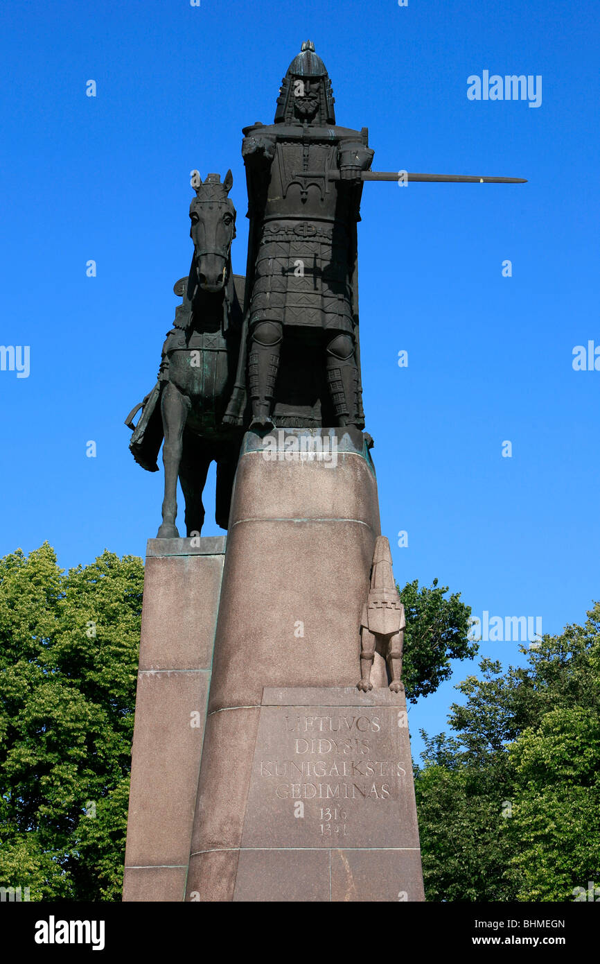 Statue of the Grand Duke Gediminas, founder of Lithuania in Vilnius ...