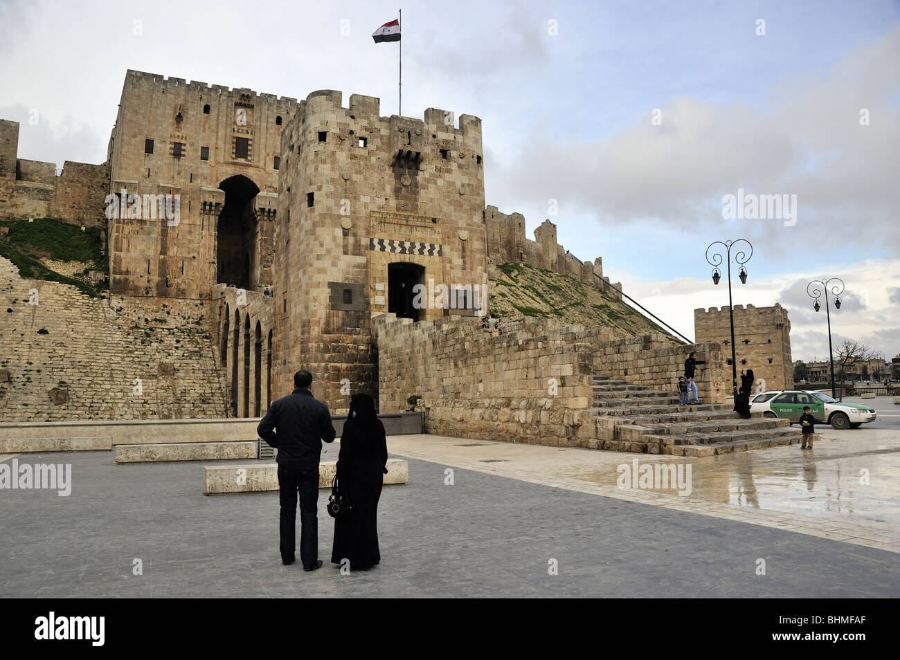 A view of the bridge and entrance of the citadel in the old town of ...